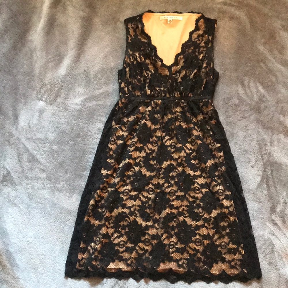 Max Studio Tan And Black Lace Dress - Gem
